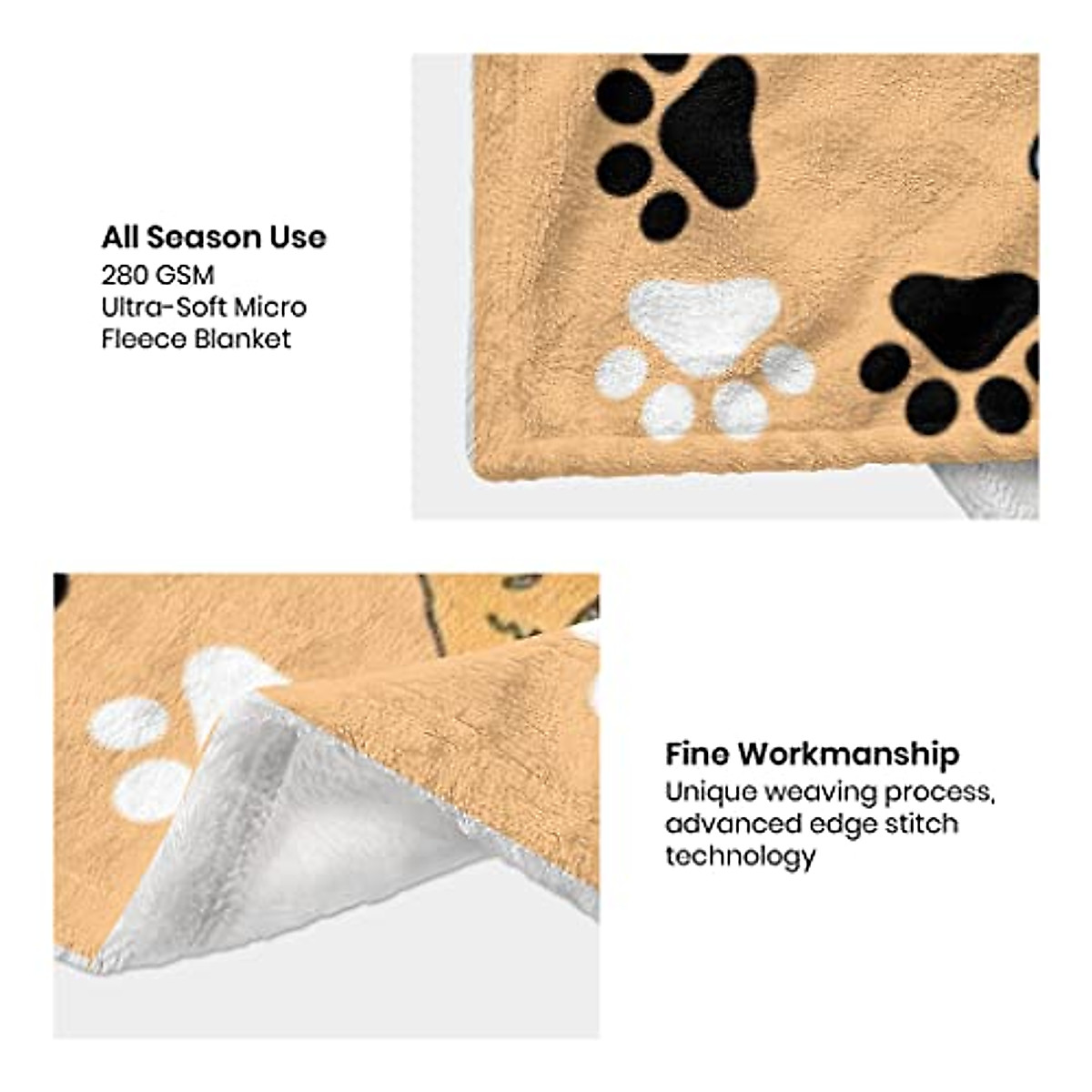 Corgi Throw Blanket Cute Dog Ultra Soft Warm Cozy Lightweight Microfiber Blankets Flannel Sherpa Fuzzy Fluffy Plush Throws for Sofa Couch Bedding All Season 60"x50"