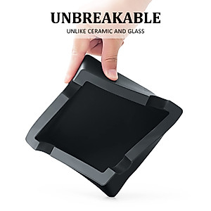 Cigar Ashtray with Large Cigar Rests Suit for Most Gauge Cigars,Silicone Cigar Ashtrays for Patio Outdoors Indoor,Unbreakable/Non-slip/Burn-resistant Outdoor Ashtray (Black)