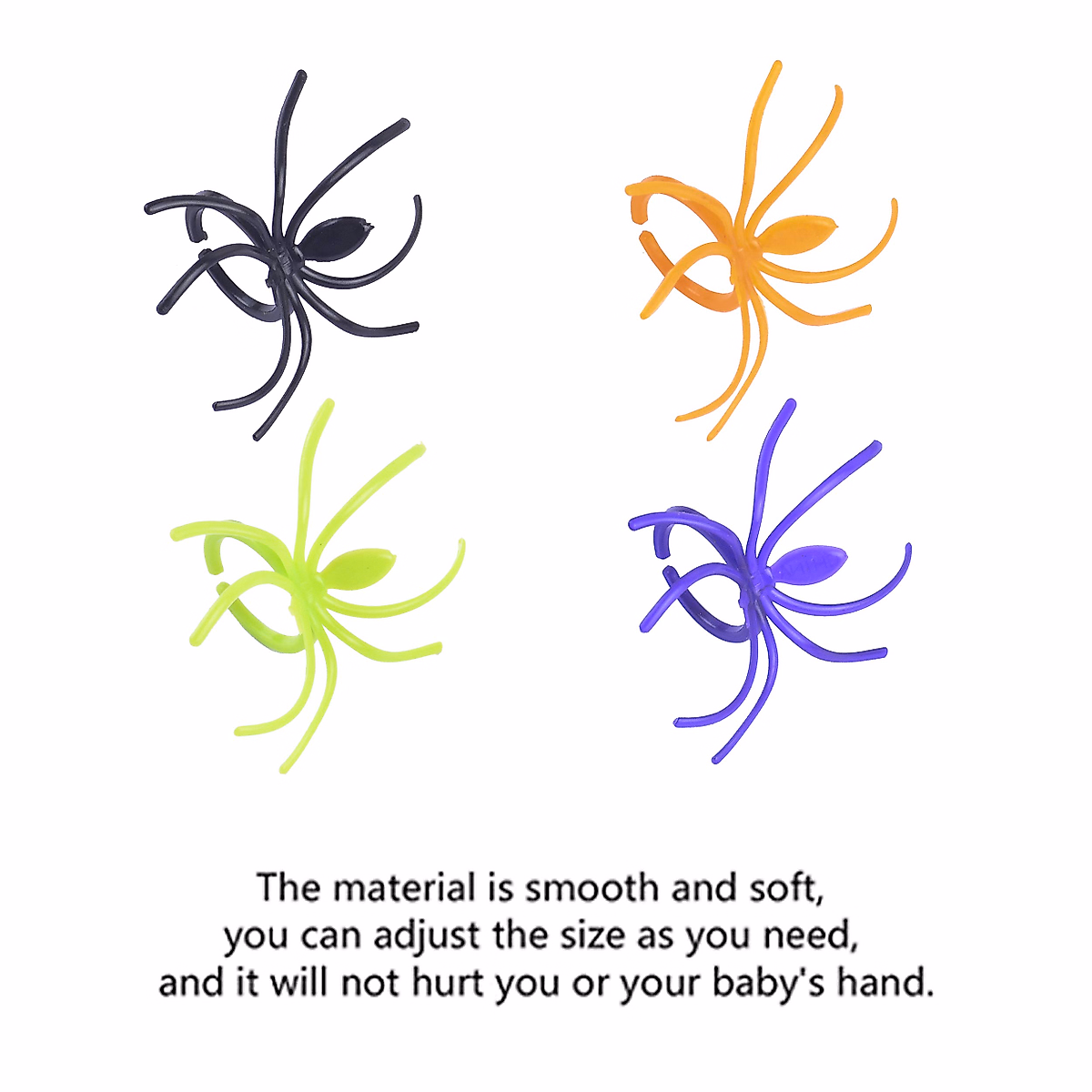 Tanlee 300 Pieces Halloween Plastic Spider Ring Stretch Spider Web Decor Table Scatter Cupcake Topper for Halloween and Spider Themed Party supplies