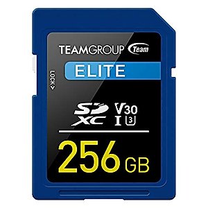 TEAMGROUP Elite 256GB UHS-I U3 V30 UHD Read Speed up to 100MB/s SDXC High Speed 4K Memory Card Compatible with Canon Sony Nikon Panasonic FUJIFILM Digital Camera TESDXC256GIV3001