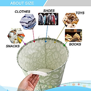 Mziart Large Foldable Laundry Basket Organizer, Collapsible Laundry Hamper Fabric Clothes Toy Storage Basket Nursery Hamper Storage Bin for Household Bedroom, Bathroom, College Dorm (Small White Leaf)