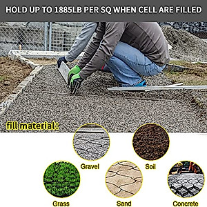 Tongmo Geogrid Gravel Grid 9x17 ft, 2 Inch Thick Geocell Ground Grid, Expansion& Foldable Gravel Stabilizer Grid, Gravel Ground Grid for Slope, Subgrade Work, Driveways, Parking Areas.