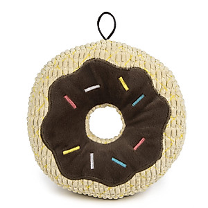 TrustyPup Tough 'N Fun Chocolate Donut Squeaky Plush Dog Toy, Chew Guard Technology - Brown, Large