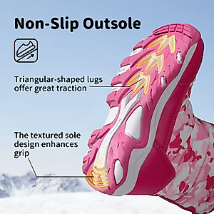 DREAM PAIRS Boys Girls Snow Boots Waterproof Hook and Loop Mid Calf Faux Fur Lining Winter Shoes for Little/Big Kids,Size 2 Little Kid,Rose Red,SDSB2222K