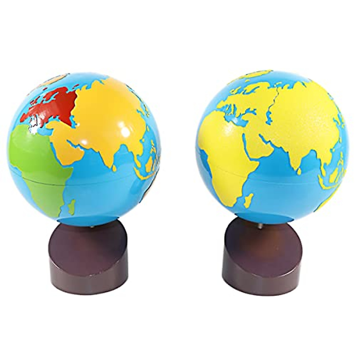 Gudong Montessori Geography Materials Globe of World Parts/ Continents Preschool Early Educational Equipment Kids Culture Learning Toys Know World Globe (Yellow)