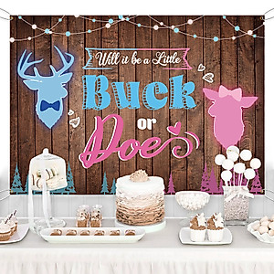Wood Lights Deer Buck or Doe Gender Reveal Background Will it Be a Little Buck or Does 7x5ft Photography Background Props Winter Xmas Photo Booth Prop Deer Baby Shower Backdrops Party Decoration