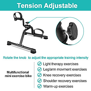 Pedal Exerciser Mini Exercise Bike Foot Peddler for Leg and Arm Rehab Workout