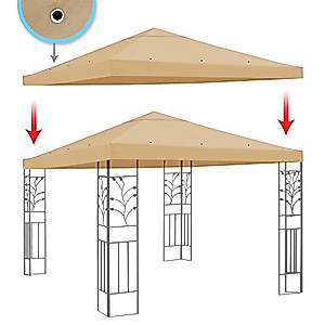 BenefitUSA Replacement Top Cover for 10'X10' Gazebo Canopy Patio Pavilion Sunshade Plyester Single Tier (Beige)