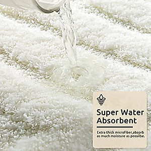 DEXDE Bathroom Rugs Runner 24x60 Long Bathroom Rug Non Slip Soft Washable Large Bath Mats for Bathroom Bedroom Hallway Kitchen Floor Carpet Modern Boho Decor, White