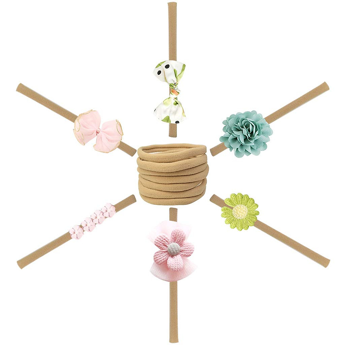 30 Pieces Nylon Headband Elastic Hair Bands for Baby Girl and Kids DIY Hair Accessories (Black +Nude)