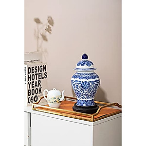 GaLouRo Blue and White Ginger Jars for Home Décor,Small Chinoiserie Porcelain, Good Ideal for Room, Office Decoration,9.8" H