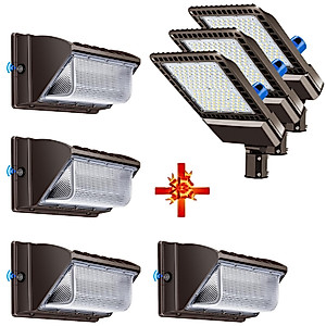 Juyace 150W LED Wall Pack Light 300W LED Parking Lot Light with Photoelectric