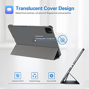 ProCase Smart Case for iPad Pro 12.9 2022/2021/2020/2018, Slim Stand Hard Back Shell Smart Cover for iPad Pro 12.9" 6th Gen/5th Gen/4th Gen/3rd Gen -Grey