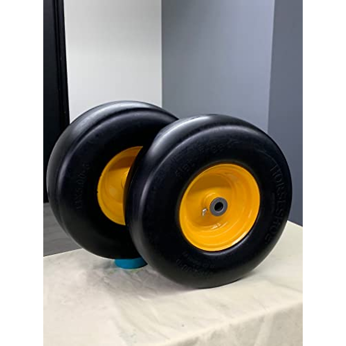 HORSESHOE New Commercial Solid 13x5.00-6 Flat Free Smooth Tire on Steel Wheel for Riding Lawn Mower (Deck 36"-68") Garden Tractor - Center hub 3.25"-5.9" - Bore ID 5/8" 135006 (2)