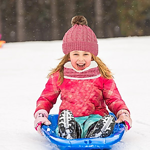 Kids Winter Hat Gloves Scarf Set for 2-6 Years Old Boy Girl Toddler Winter Knit Pompom Beanie Hats Cap Neck Warmer Gloves,rose red-1