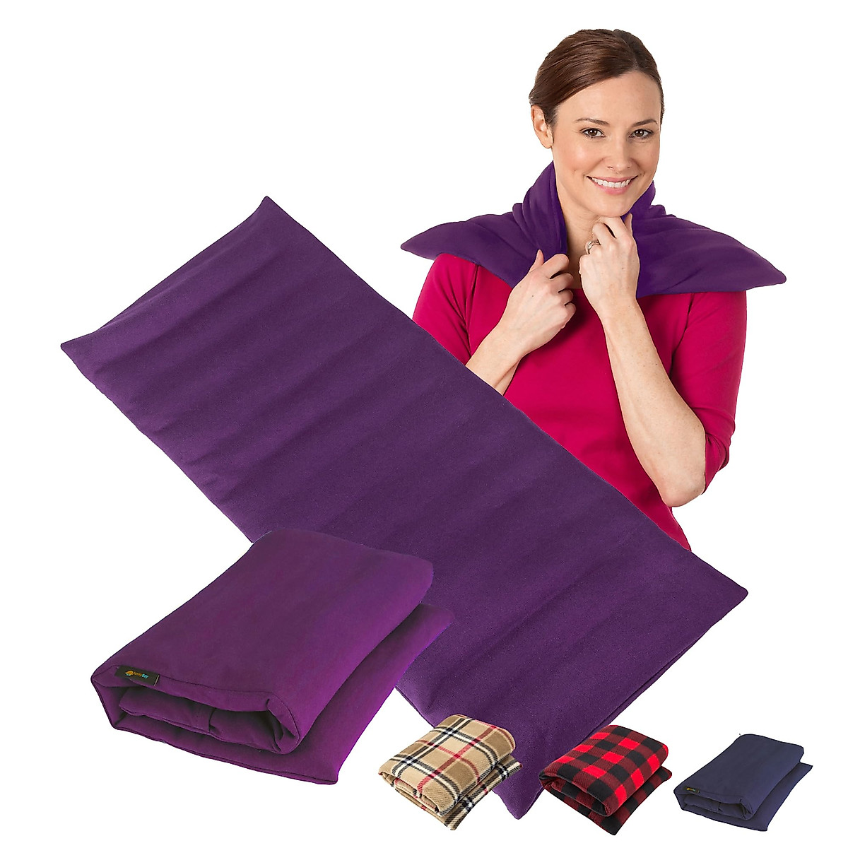 SunnyBay Extra Large Microwave Heating Pad, Microwavable Heavy Weighted Full Body Moist Cold Pack and Washable Fleece Cover, 10x24 Inches, FSA HSA Eligible, 4 lbs, Purple