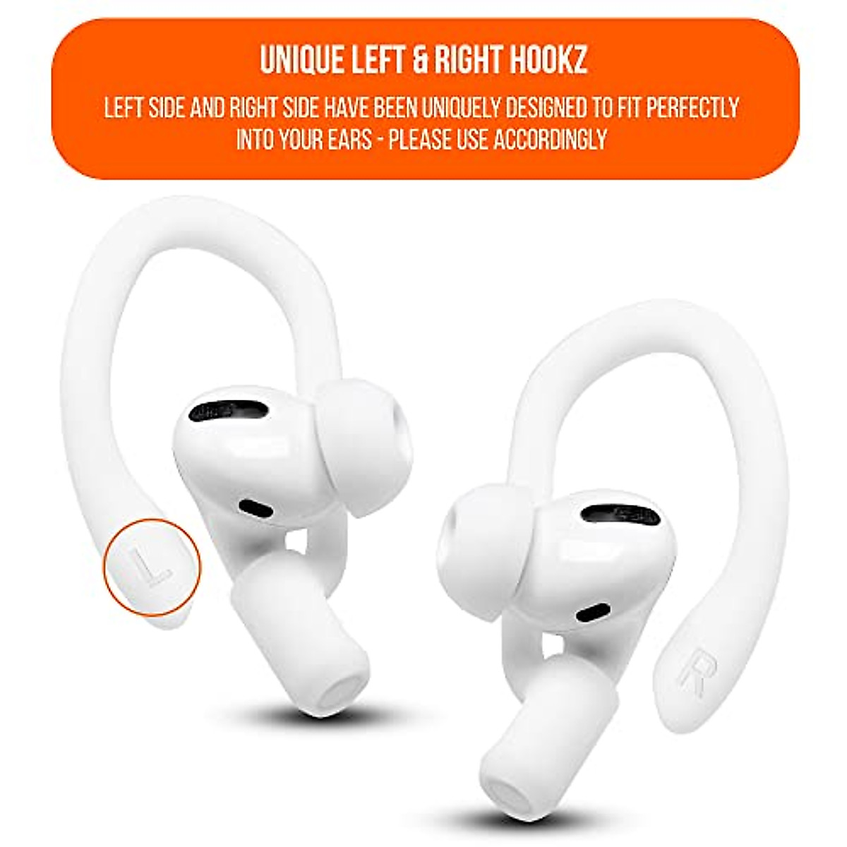 WC HookZ + WC TipZ - Over Ear Hooks and Memory Foam Tips Combo for Airpods Pro by Wicked Cushions | White & Black