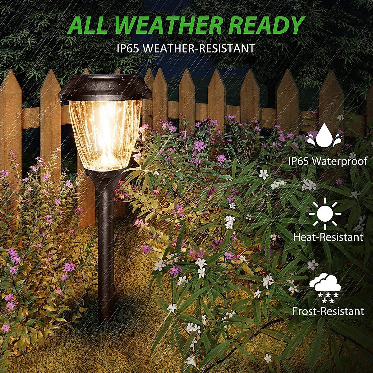 XMCOSY+ Solar Lights Pathway Outdoor - 2 LED Modes 10/25 LM Solar Powered Yard Garden Lighting, Waterproof IP65 Glass Stainless Steel Landscape Lights for Driveway Walkway Sidewalk Decor (Warm White)