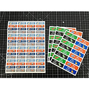 128 Custom Waterproof Dishwasher Safe Kid Name Labels for Daycare, School Supply, Baby Bottles, Lunch Boxes and Cups, Travel. Cute Personalized Design Name Stickers (Pattern 10)