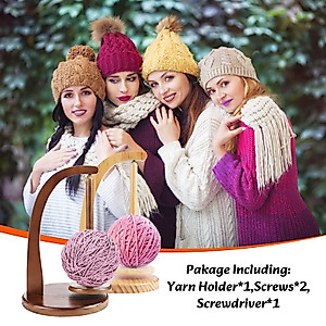 Yarn Holder for Crocheting, Wooden Yarn Ball Holder, Yarn Spinner with Magnetic, Pendulum Yarn Dispenser, Crochet Gift for Knitting Lovers (Brown)