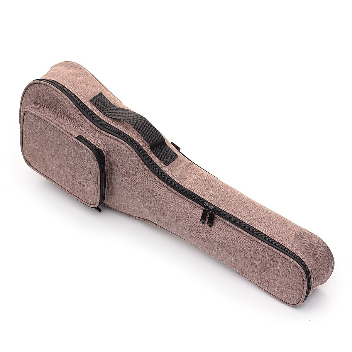HOT SEAL Simple Linen 10MM Classic Thick Durable Ukulele Case Bag with Large Storage (23/24in, Brown)