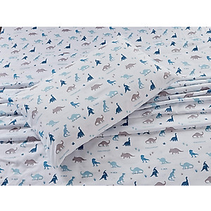 Linen Plus Sheet Set Kids/Teens Dinosaurs T-rex Triceratops Blue Light Blue White New # T-rex Blue (Twin)