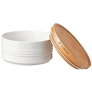 Le Creuset Stoneware Canister with Wood Lid, 23 oz. (5.5" diameter), White