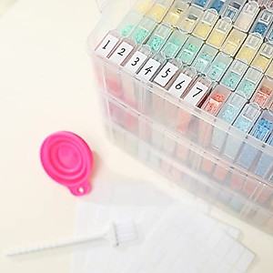 Douorgan 3-Tier Diamond Painting Storage Containers Portable Bead Organizer and Storage Box Stackable Arts & Crafts Organizers for Nail Charms Seed, 240 Rectangular, Funnel, Stickers