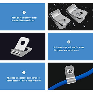 30 Pcs Wire Fence Clamps Agricultural Fencing Mounting Clips with 30 Pcs Stainless Steel Screws Wire Clips Cord Clamp for Mount 12-16 Gauge Welded Wire to Vinyl,Wood or Metal Fence(30)