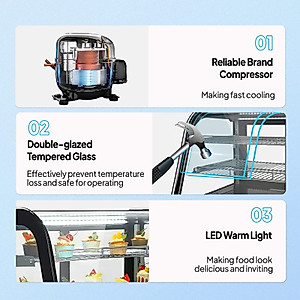 ROVSUN 3.7 Cu.Ft Refrigerated Display Case Commercial Countertop Refrigerator ETL NSF Certified, Display Refrigerator w/LED Automatic Defrosting Air-cooling Rear Sliding Door for Cafe Restaurant