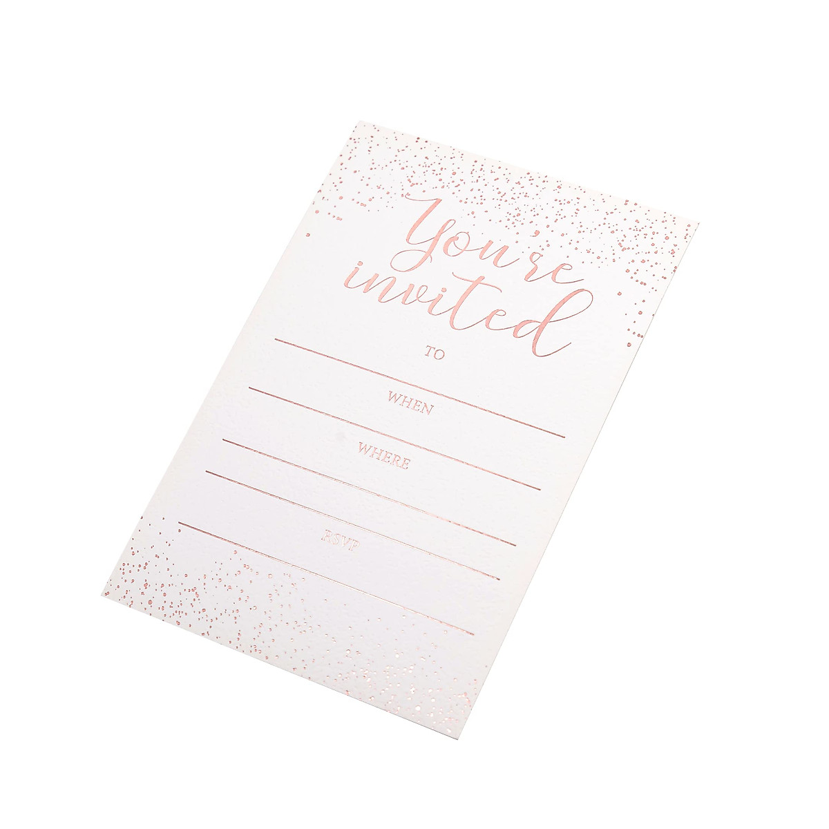 Chriz.Z Invitation Cards - 24-Count 4" x 6" White Invitation Cards ‘’You Are Invited’’ in Rose Gold Foil with 26 Foil Kraft Envelopes – For Wedding, Bridal Shower, Baby Shower, Birthday