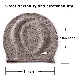 jaxmonoy Cashmere Slouchy Knit Beanie Hat for Women Winter Soft Warm Ladies Fleece Wool Knitted Skull Beanies Cap - Brown