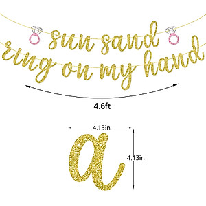 Sun Sand Ring On My Hand, Beach Bachelorette Party Decorations, Engagement Wedding Bridal Shower Garland Bunting Supplies, Pre-Assembled (Gold)