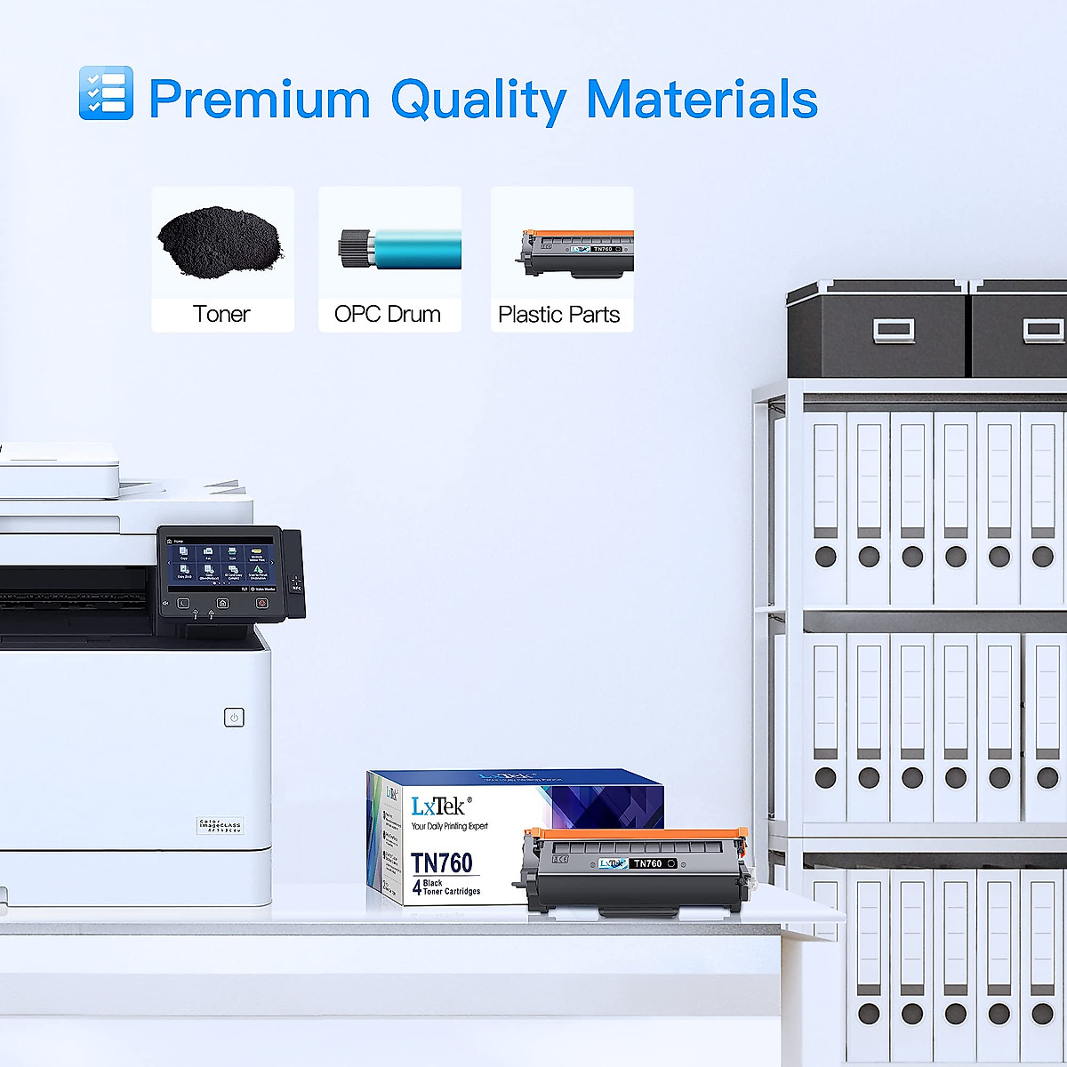 LxTek Compatible Toner Cartridge Replacement for Brother TN760 TN 760 TN730 TN 730 to Compatible with MFC-L2710DW HL-L2350DW HL-L2370DWXL MFC-L2750DW HL-L2395DW MFC-L2690DW Tray (Black, 4 Pack)