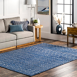 nuLOOM 2x3 Moroccan Blythe Area Rug, Dark Blue, Faded Bohemian Design, Stain Resistant, For Bedroom, Dining Room, Living Room, Hallway, Office, Kitchen, Entryway