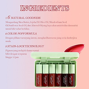6-Color Korean Lip Tint Set - Watery, Velvet Matte Lipsticks for Lips and Cheeks - Long-Lasting, Non-Stick, Shimmery