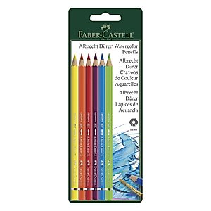 Faber-Castell Albrecht Durer Watercolor Pencils, Set of 6 Colors - Professional Art Supplies, Quality Water Colored Pencils for Artists
