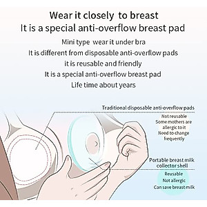 Chargenyang Breast Shells Nursing Cups Milk Saver Protect Sore Nipples for Breastfeeding Collect Breastmilk Leaks for Nursing Moms Soft and Flexible Silicone Material Reusable, 2-Pack