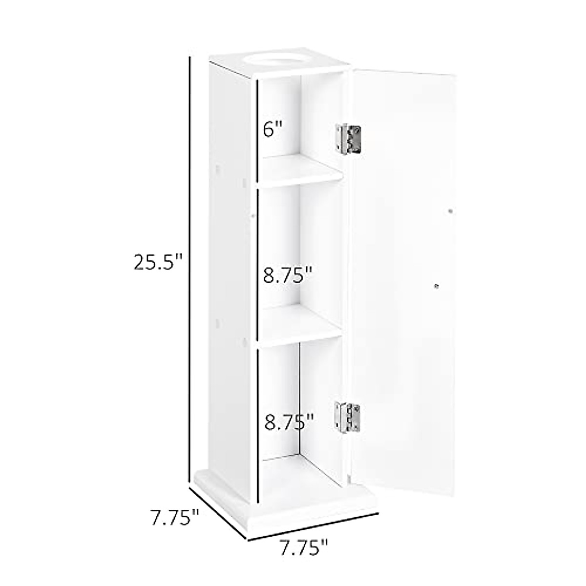 HOMCOM Toilet Paper Cabinet, Small Bathroom Corner Floor Cabinet with Doors and Shelves, Thin Storage Bathroom Organizer for Paper Shampoo, White