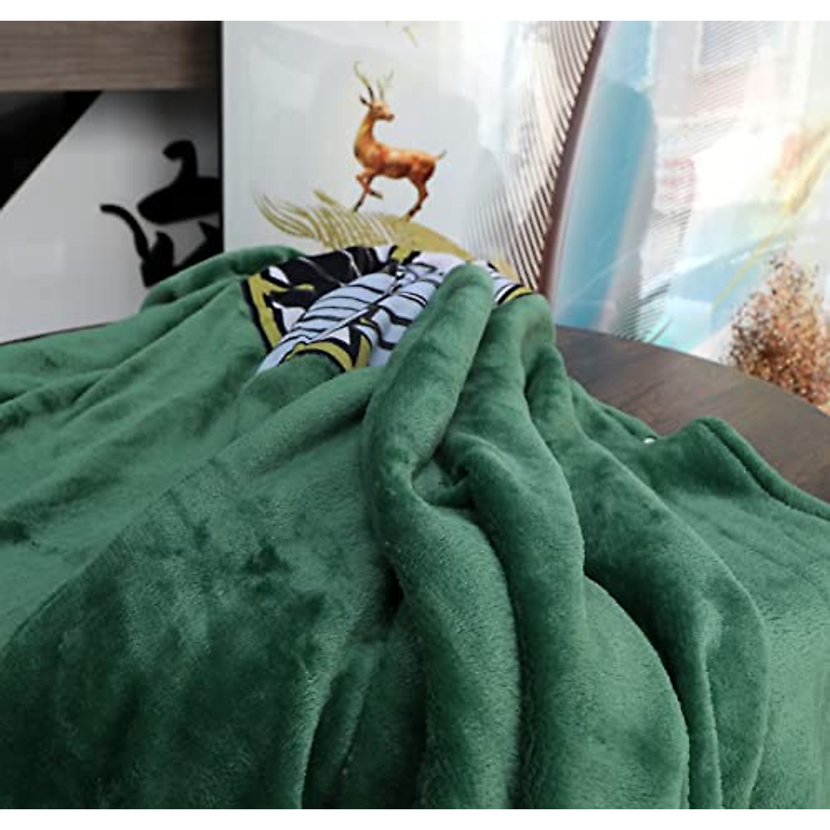 Anime Throw Blanket Flannel Fleece Blanket Cosplay Hooded Cloak Shawl Wrap Nap Quilt (47''X 65'', Green)