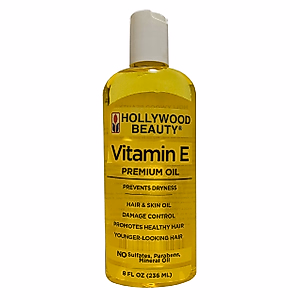 Hollywood Beauty Vitamin E Hair & Skin Oil, 8 oz - Prevents Dryness, Stimulates Healthy Hair Growth, Repairs Damaged Skin, Anti-Aging
