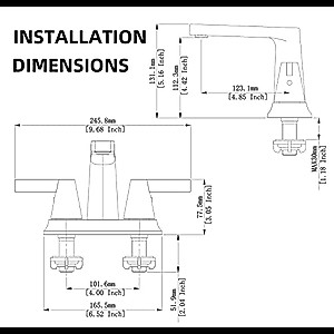 NEWATER 2-Handle Brass Bathroom Sink Faucet 4-Inch Centerset Modern Bath Vanity Faucets 2-3 Hole Rv Commercial Lavatory Faucet with Metal Pop-up Sink Drain & Faucet Supply Lines，Matte Black