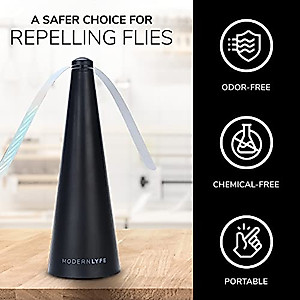 MODERN LYFE Fly Fan for Tables - USB or AA Battery Powered - Fly Swatter for Outdoor Dining Or Food at Parties, Restaurants, Outdoor Table, Fly Spinner, Keep Flies Away (Black - 1 Pack)
