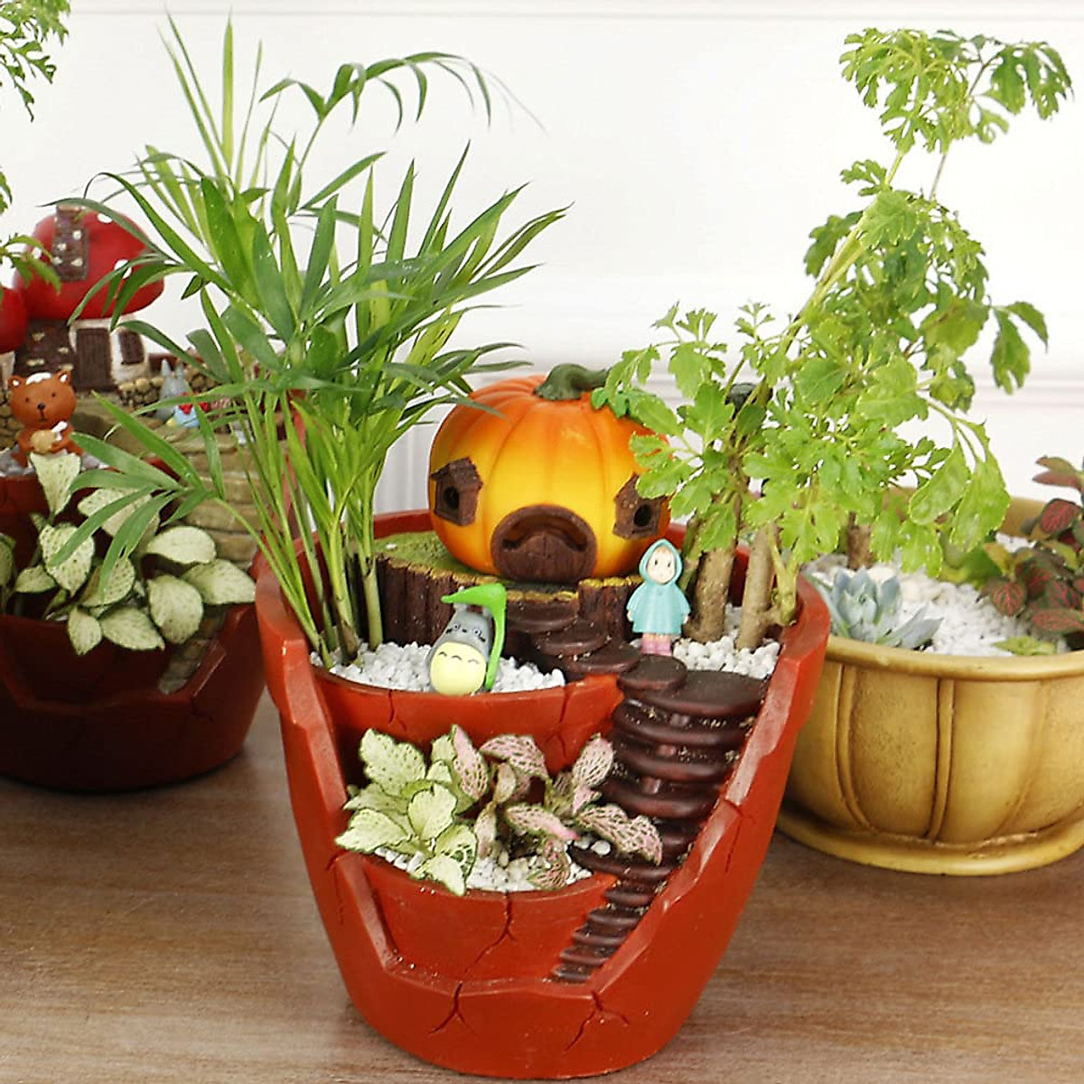 FOMIYES Resin Succulent Planter Flower Plant Pot Pot Sky Garden Pot Succulent Flower Basket Cacti Sedum Succulent Bonsai Planter Box City of House