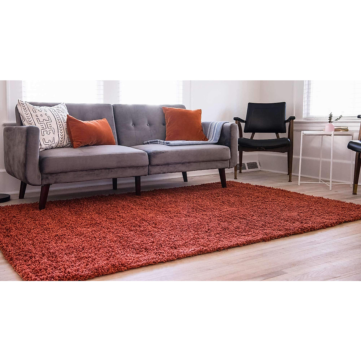 Unique Loom Solo Solid Shag Collection Modern Plush Terracotta Area Rug (12' x 15')