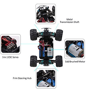 WLtoys A979B RC Car, 1/18 Scale Remote Contro Car, 4WD 70KM/h High Speed RC Truck, 2.4GHz All Terrain Off Road RC Crawler RTR for Kids and Adults