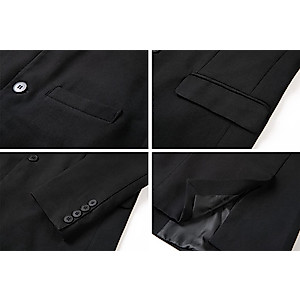 THWEI Mens Casual Suit Blazer Jackets Stand Collar Business Sport Coats Black Medium