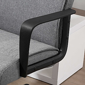 Vinsetto Mid Back Home Office Chair Height Adjustable Linen Fabric Desk Task Chair with Ergonomic Line Wide Seat, Thick Padding, and Armrest