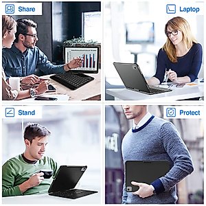 ProCase Keyboard Case for iPad Air 6th 11 inch 2024/Air 5th/4th 10.9" 2022 2020/ iPad Pro 11" 2022 2021 2020 2018, 360 Degree Rotation Wireless Keyboard with 7 Colors Backlit, Auto Sleep/Wake -Black