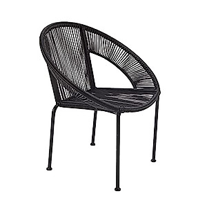 Deco 79 Contemporary Plastic Rattan Oval Outdoor Chair, 29" x 23" x 30", Black